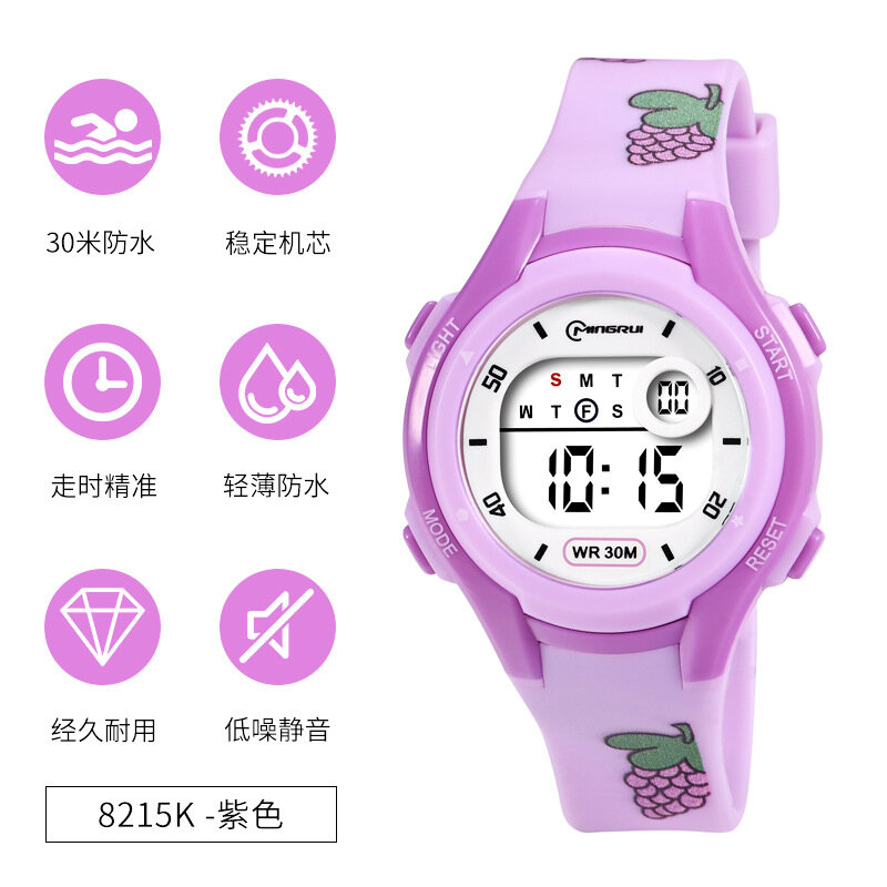 Детские часы Mingrui, водонепроницаемые, с мультяшным дизайном, с возможностью нанесения логотипа, электронные часы для мальчиков и девочек, с большим циферблатом, в повседневном стиле.