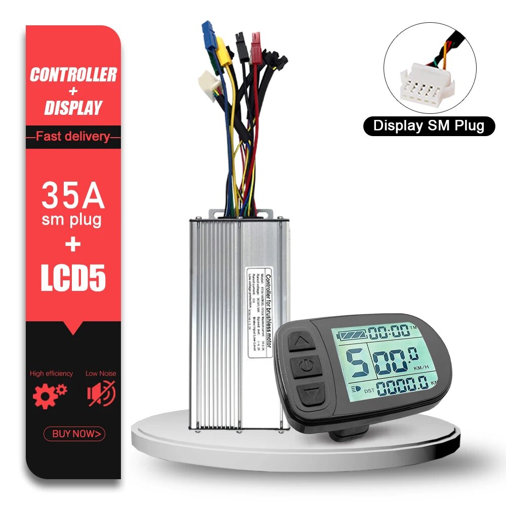 Синусоидальный контроллер KT Ebike 36 В 48 В 15 А/17 А/22 А/25 А/30 А с ЖК3 ЖК5 ЖК11 Дисплей для комплекта для переоборудования электрического велосипеда