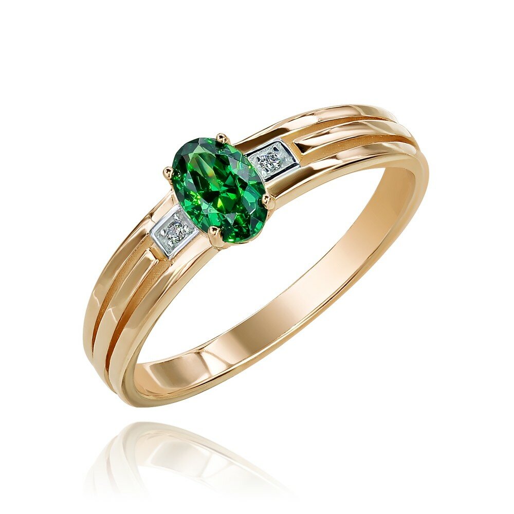 Кольцо, красное золото, 585 проба, изумруд