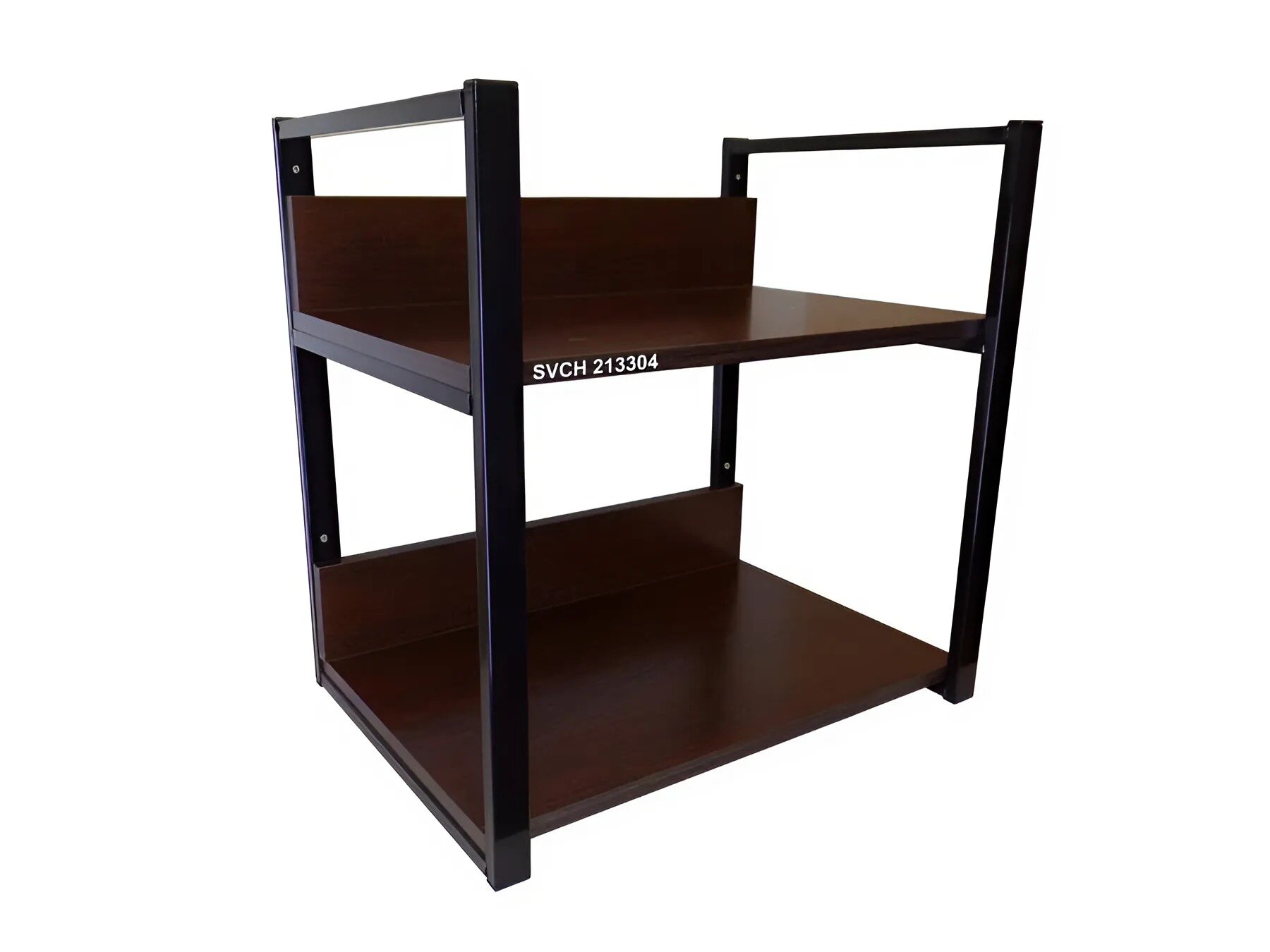 Полка для микроволновки GARROSS "SIBERIA 213304", две полки 35х60 см, высота 54 см, каркас чёрный, цвет полок венге