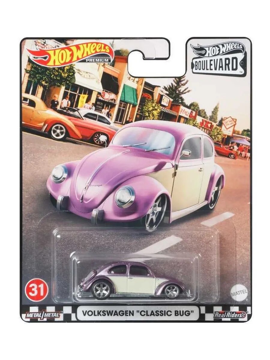 Коллекционная Premium машинка Hot Wheels Volkswagen «Classic Bug» Candy Apple Magenta (коллекция Boulevard 2021, №31)