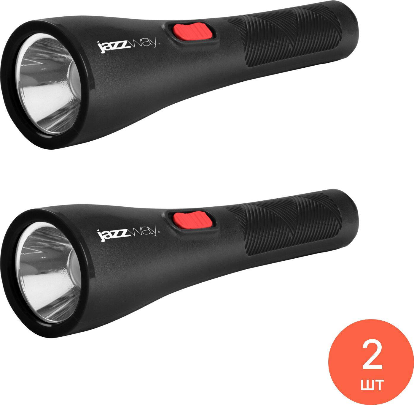 Фонарь ручной Jazzway / Джазвэй Accu2-L1W-bk, аккумуляторный, 50Лм 1Вт IP20, 5049406 / светодиодный (комплект из 2 шт)