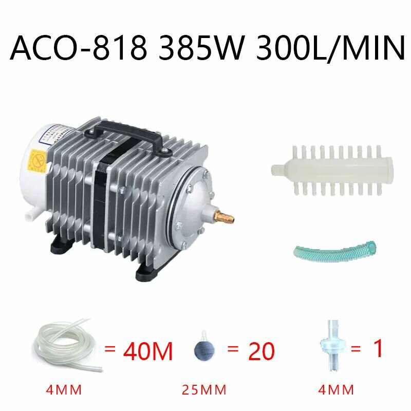 Электромагнитный воздушный насос SUNSUN ACO-818, оксигенация садового пруда с рыбками, компрессор для аквариума, переключатель мощностью 385 Вт, 300 л/мин, 20 отверстий, аксессуары в комплекте
