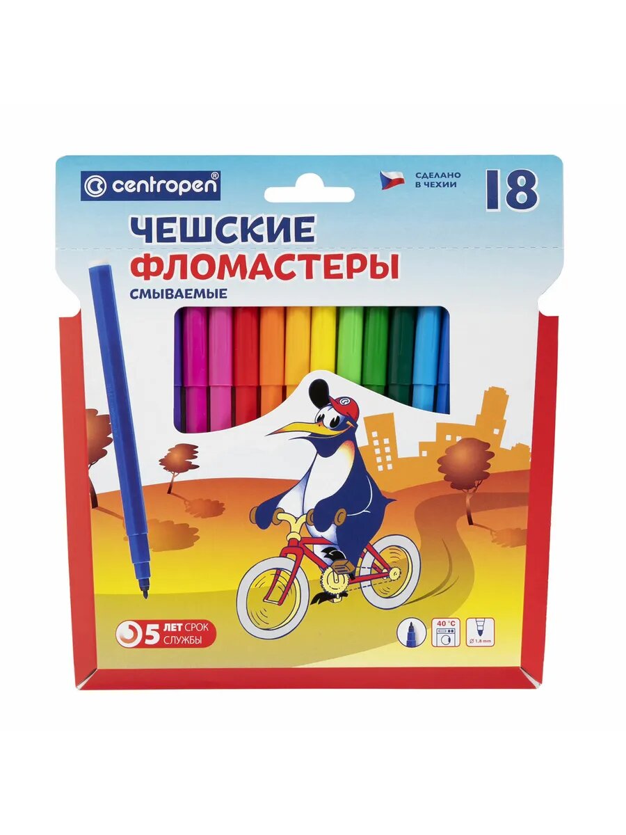 Фломастеры смываемые 18 цветов для рисования