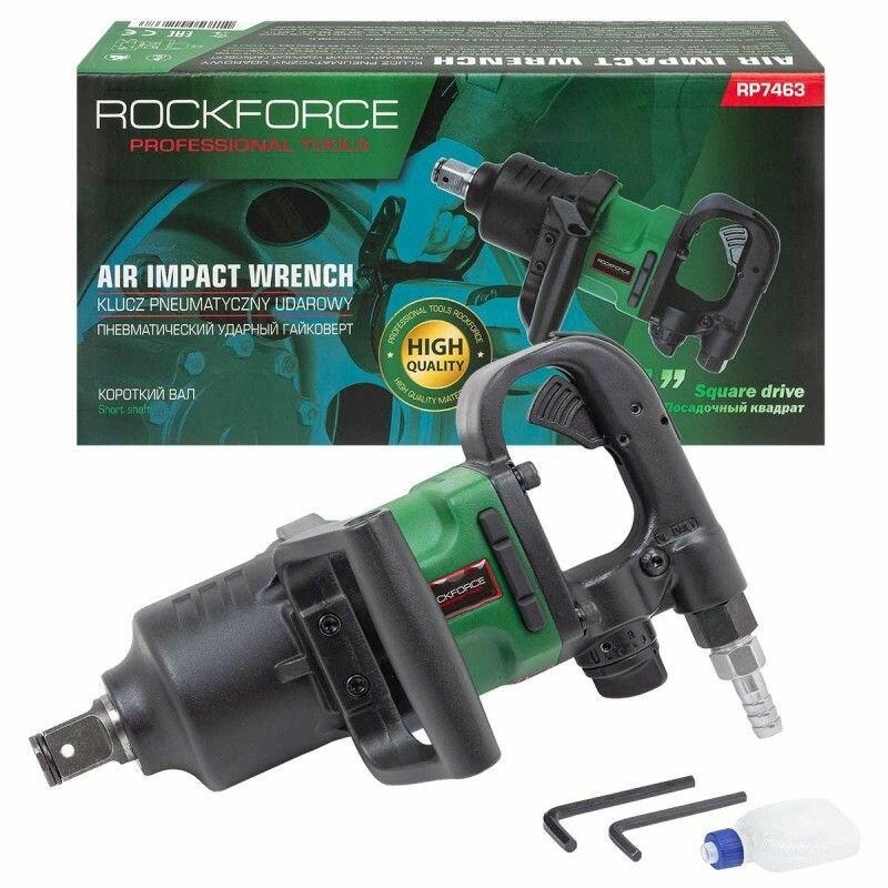 Пневмогайковерт ударный с коротким валом, реверсом и регулировкой усилия 1'(2000Hм,320 л/мин) ROCKFORCE