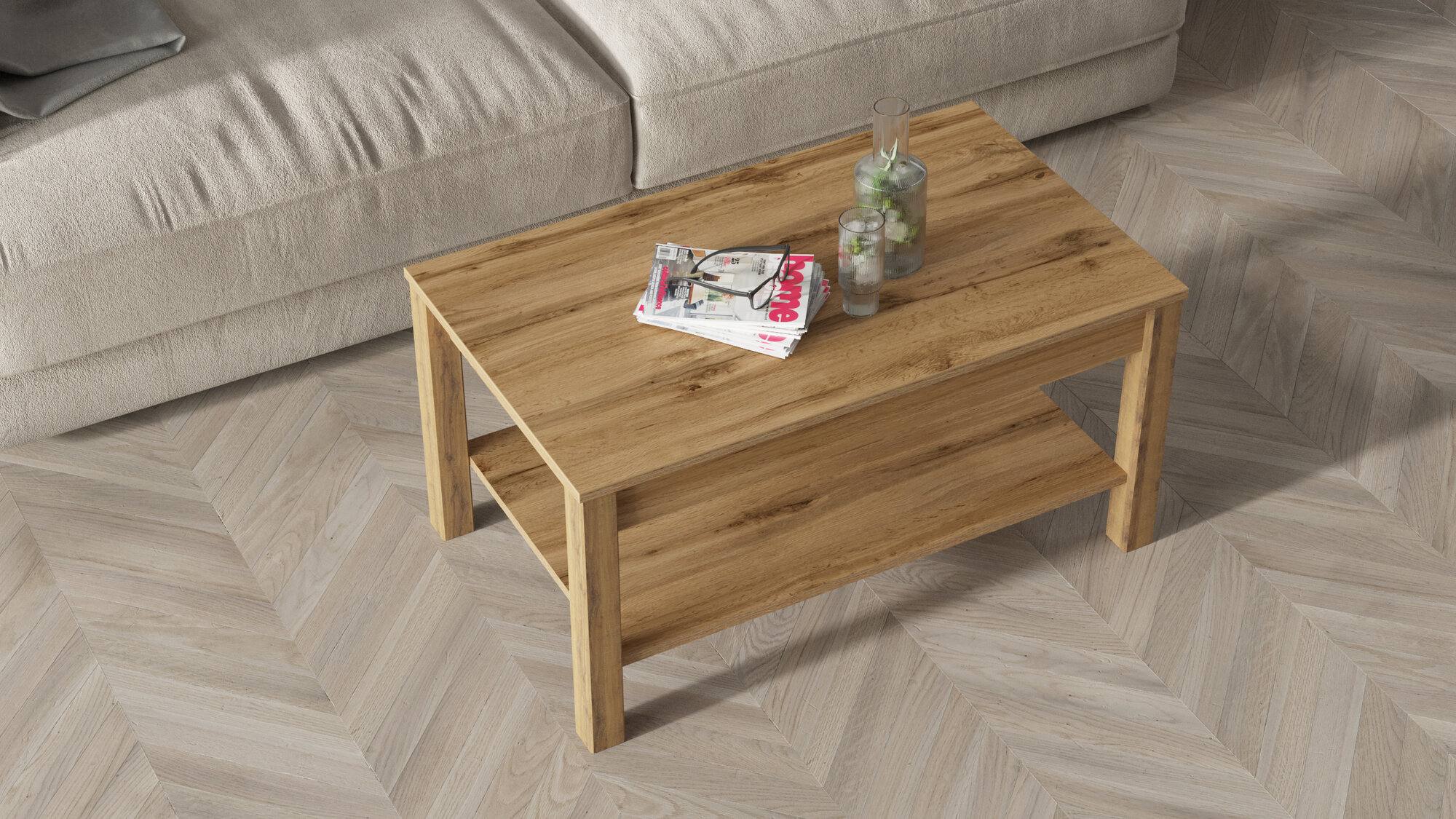 Стол трансформер "Гарри" (ЛДСП дуб вотан/дуб вотан), 90х54х45 см