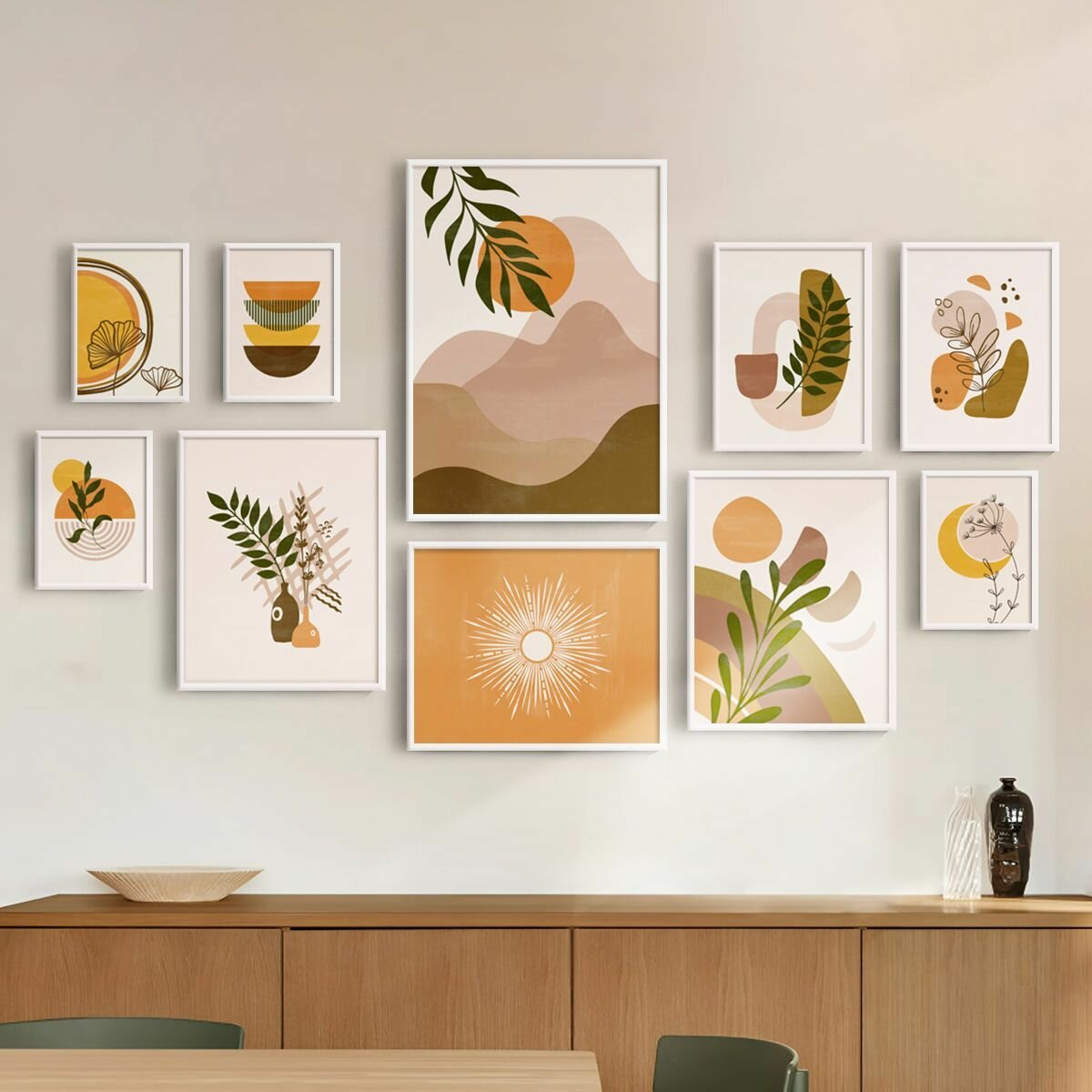 Постеры на стену для интерьера "Бохо стиль" 10 шт, набор постеров, плакаты на стену, 28 Картин