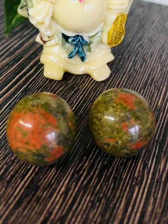 Шары здоровья Яшма малые, Антистресс, Снятие тревожности, 2 штуки в красном мешке (oxan)