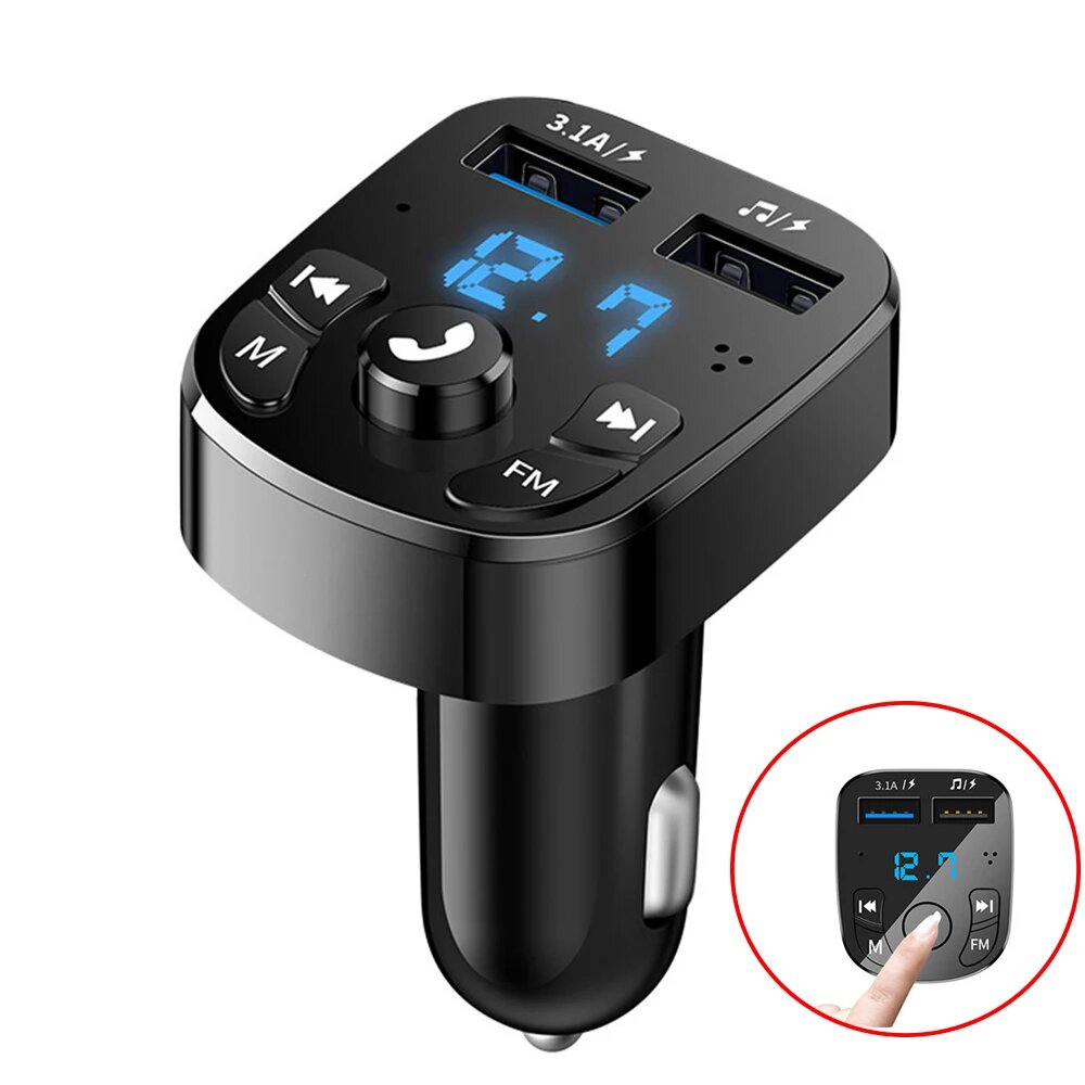 FM-передатчик Bluetooth 5.0, автомобильный, Dual USB 3.1A, AUX, MP3, Button type