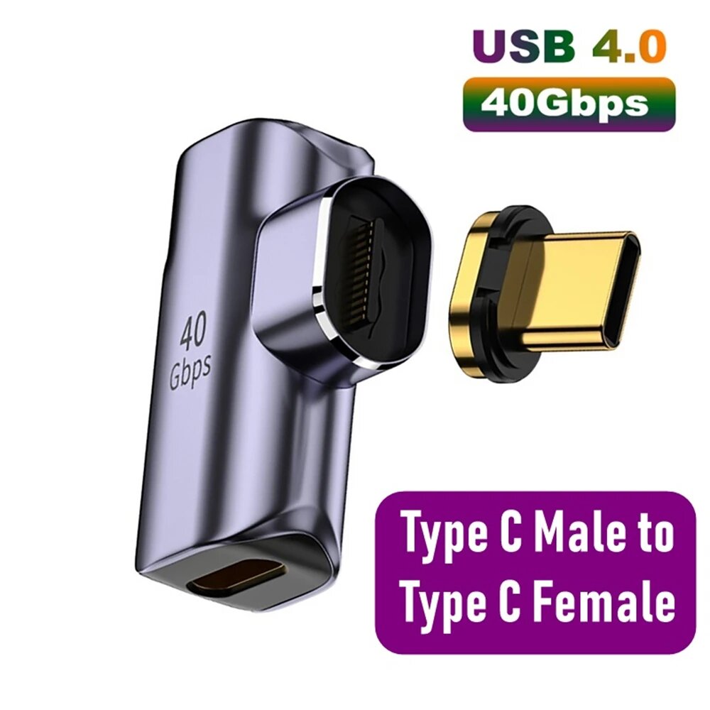 Магнитный адаптер NNBILI 100 Вт Thunderbolt3 USB C к Type C, 40 Гбит/с, магнитный преобразователь для быстрой зарядки, кабель 8K при 60 Гц, адаптер USB Type C