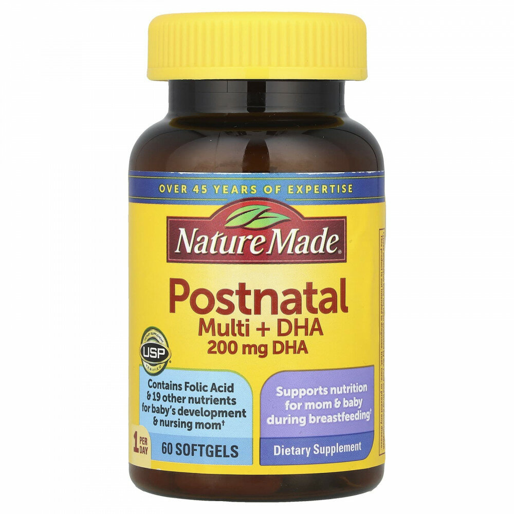 Nature Made, Postnatal Multi + DHA, 60 мягких таблеток