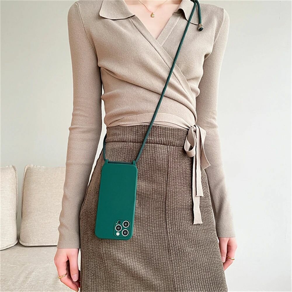 Чехол-ремешок через плечо для iPhone 13 Pro Max, силиконовый чехол