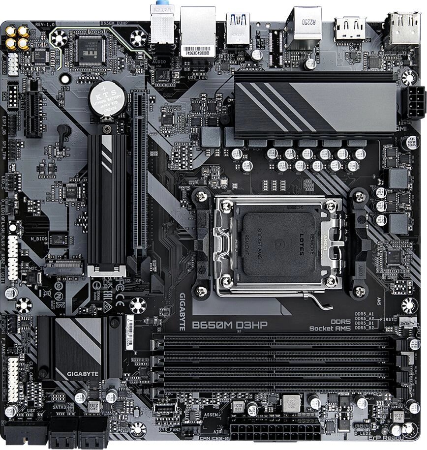 Материнская плата Gigabyte B650M D3HP Socket AM5 AMD B650 DDR5 mATX AC`97 8ch(7.1) 2.5Gg RAID+HDMI+D