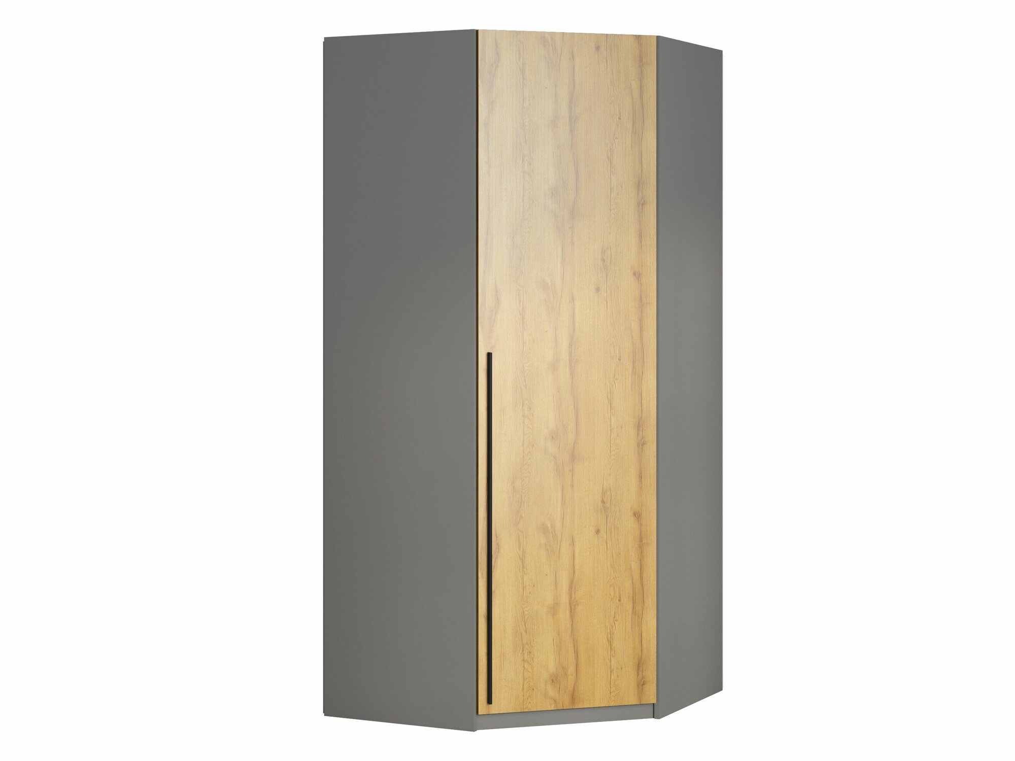 Шкаф угловой распашной МногоМеб Лаура 900, 90х50x190, темно-серый/дуб вотан