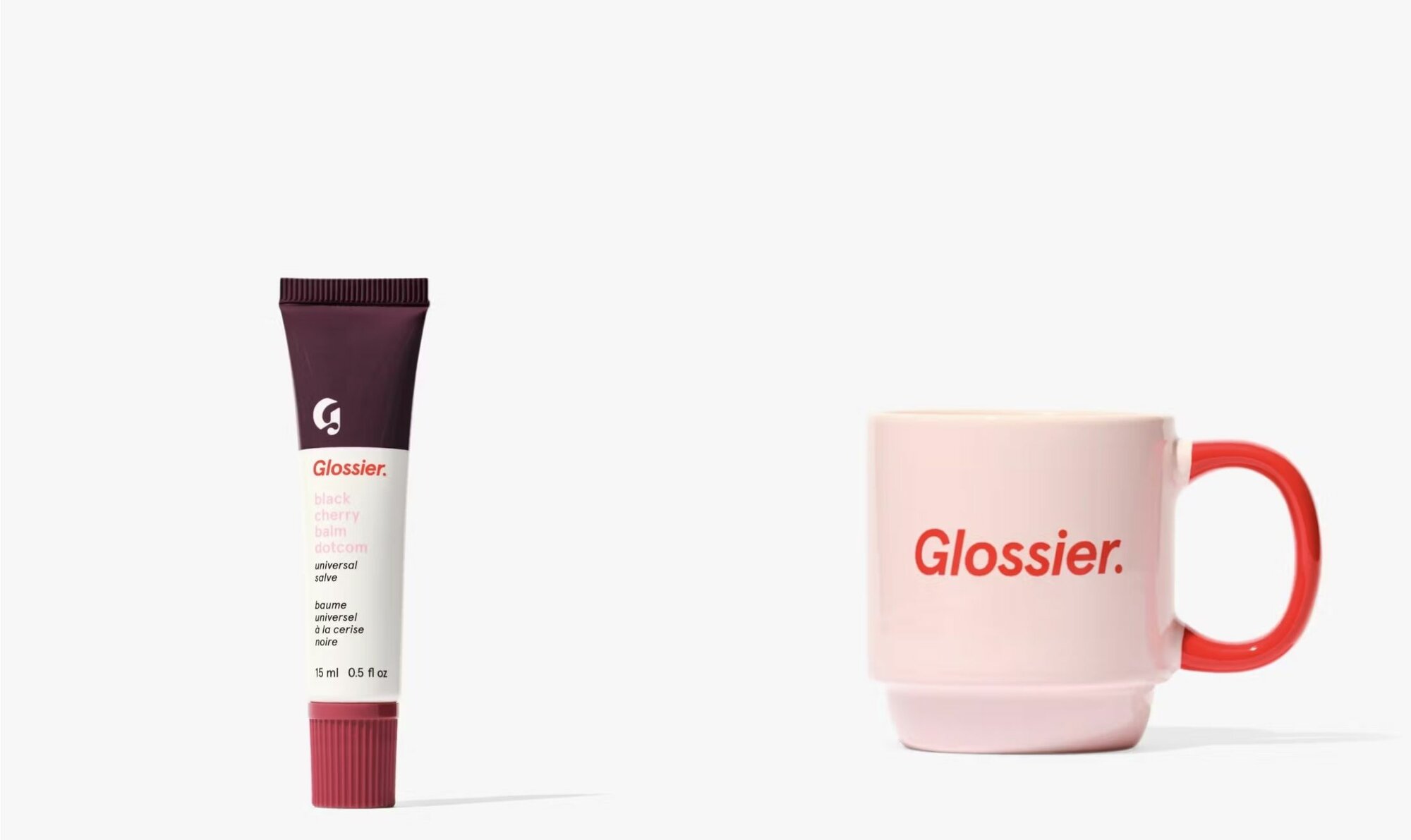 Glossier Набор блеск- бальзам для губ + кружка Sip + Smile Duo - Black Cherry