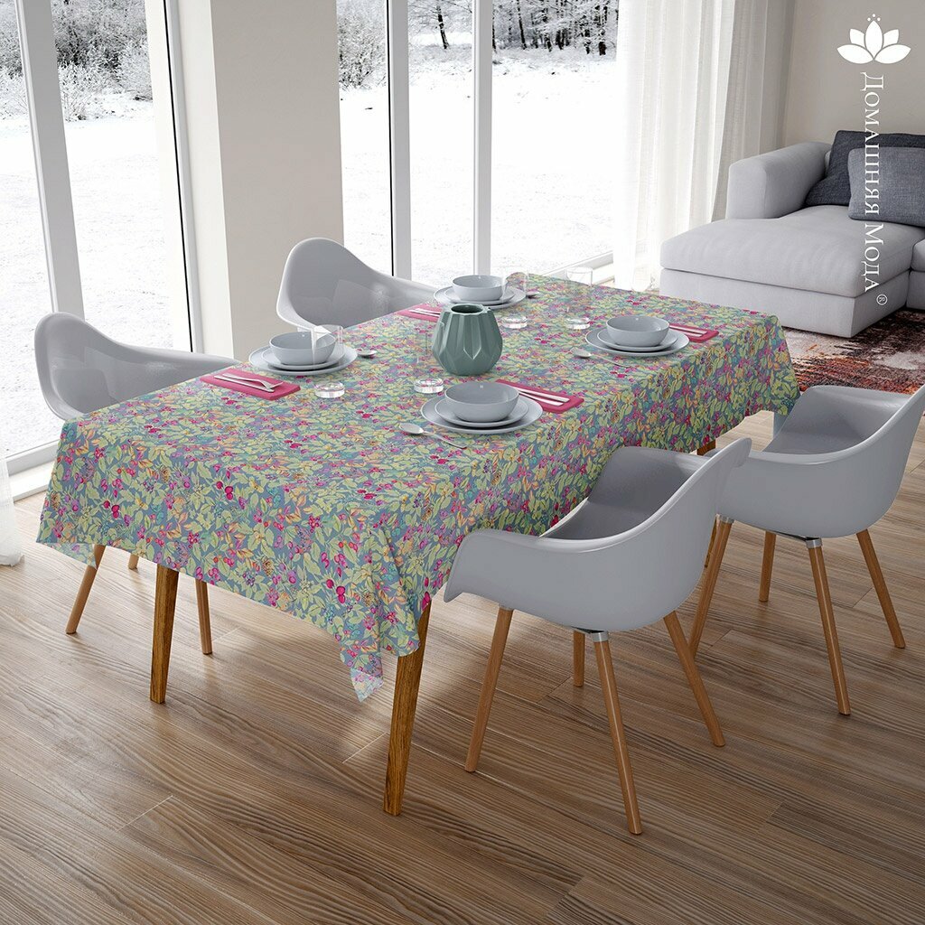 Скатерть Домашняя мода 240х145 см "Marcella", длина до 200 см, на 10-12 персон, рогожка хлопок, 171 г/м2 (С-240)