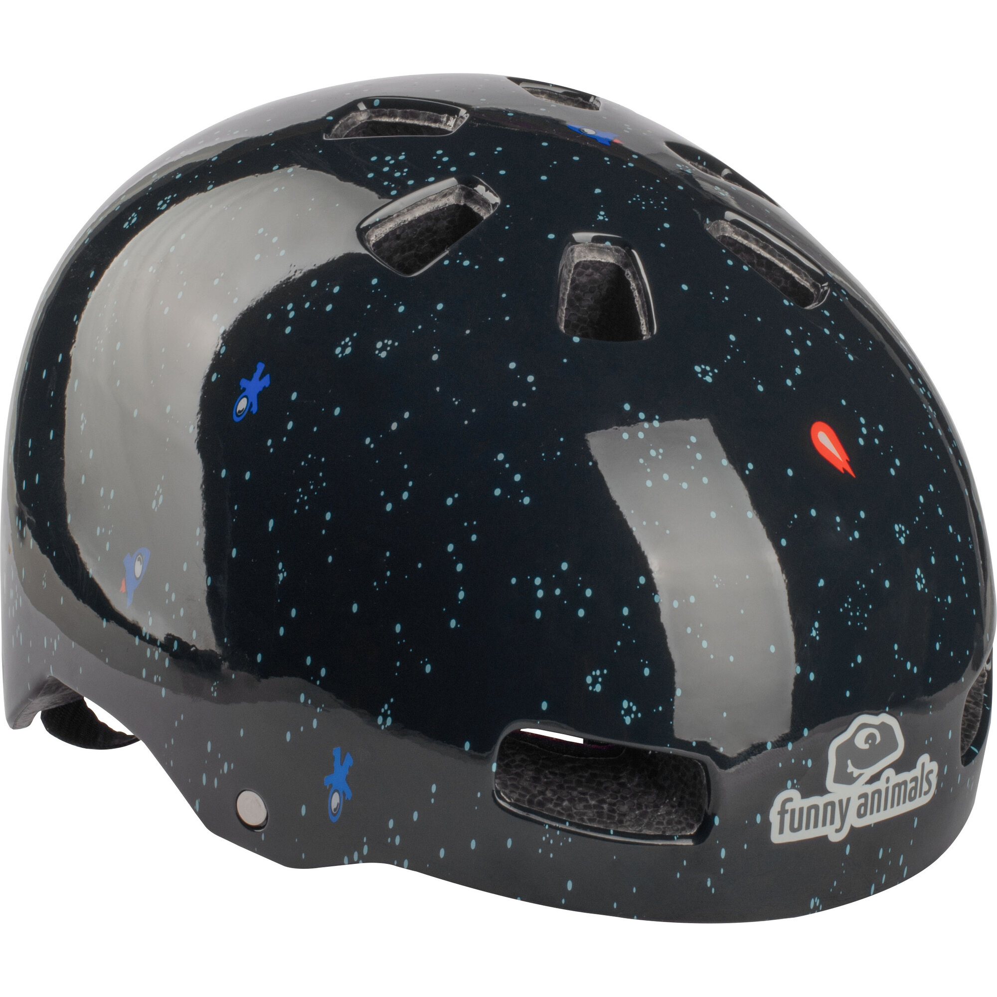Защитный детский шлем для велосипеда/для роликов Funny Animals Cosmic Blue, размер 51-55 cм