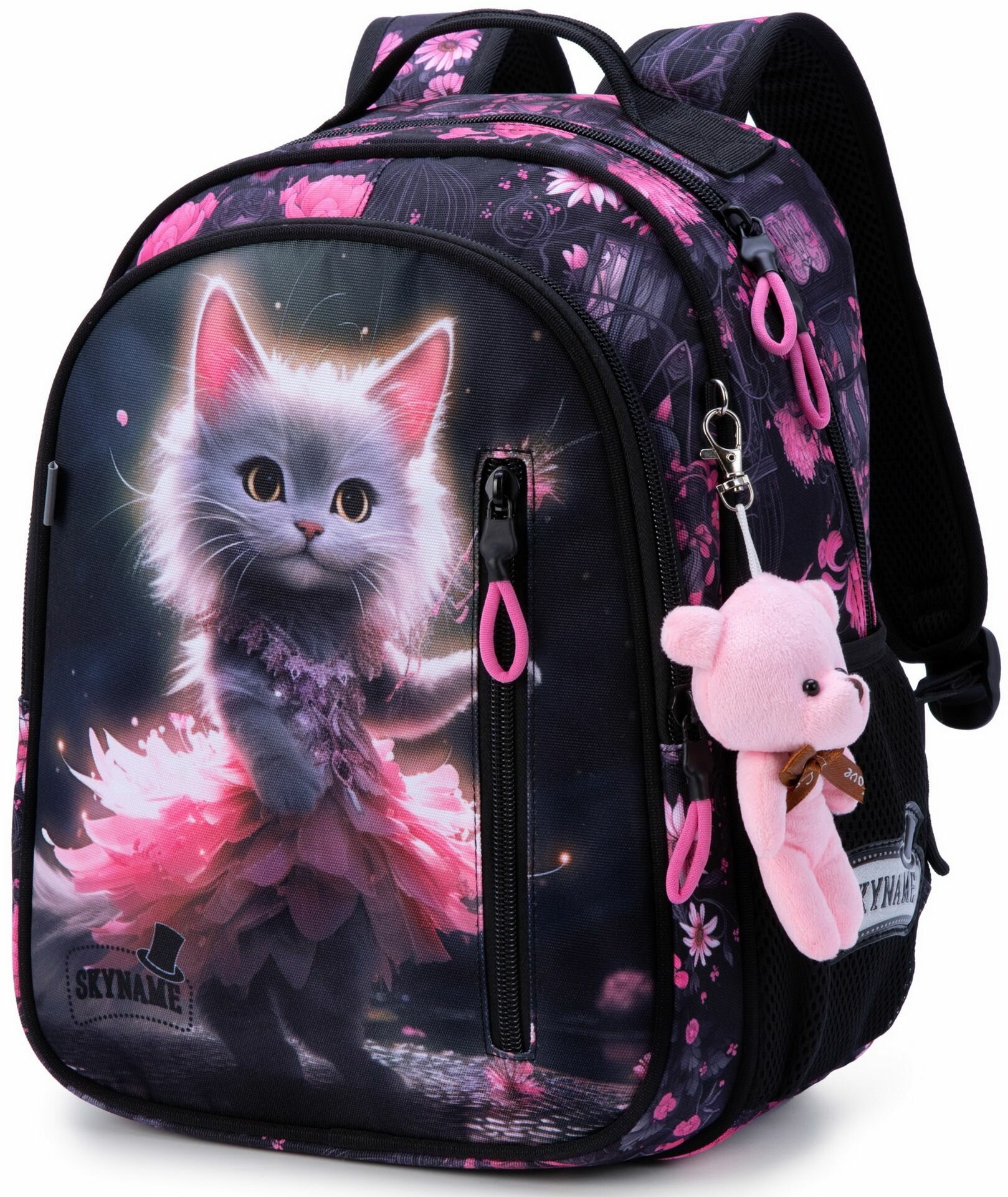 Рюкзак школьный девочки 17л А4 анатомическая спинка+мишка SkyName (Скайнейм)