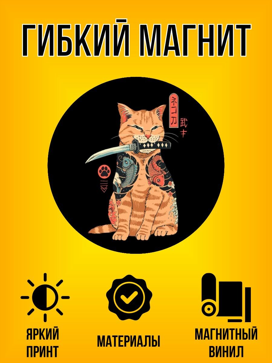 Гибкий магнит с принтом Кот Аниме