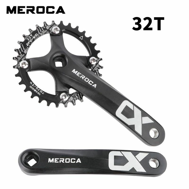 Шатун для горного велосипеда MEROCA с квадратными отверстиями, со звездочкой 32T-104BCD, 170ММ , Черный