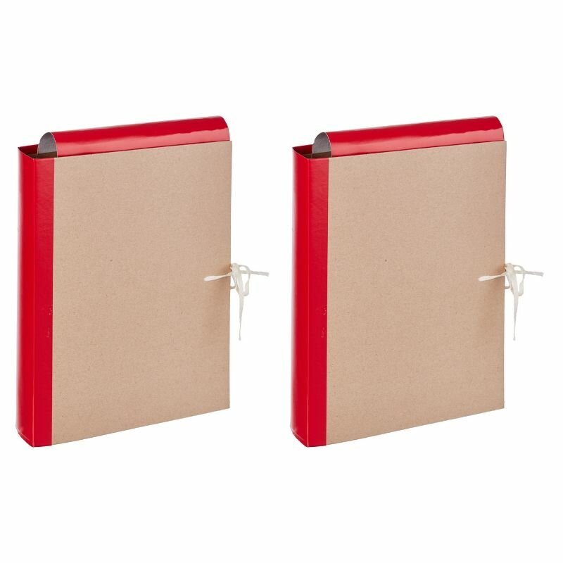 Attache Папка архивная, крафт и бумвинил, на завязках, красная, 2 шт.