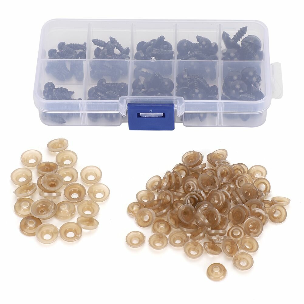 100 шт. Набор глаз для кукол DIY, черные, пластик, 6-12 мм + Дополнительная информация: Материал для рукоделия, образовательная игрушка