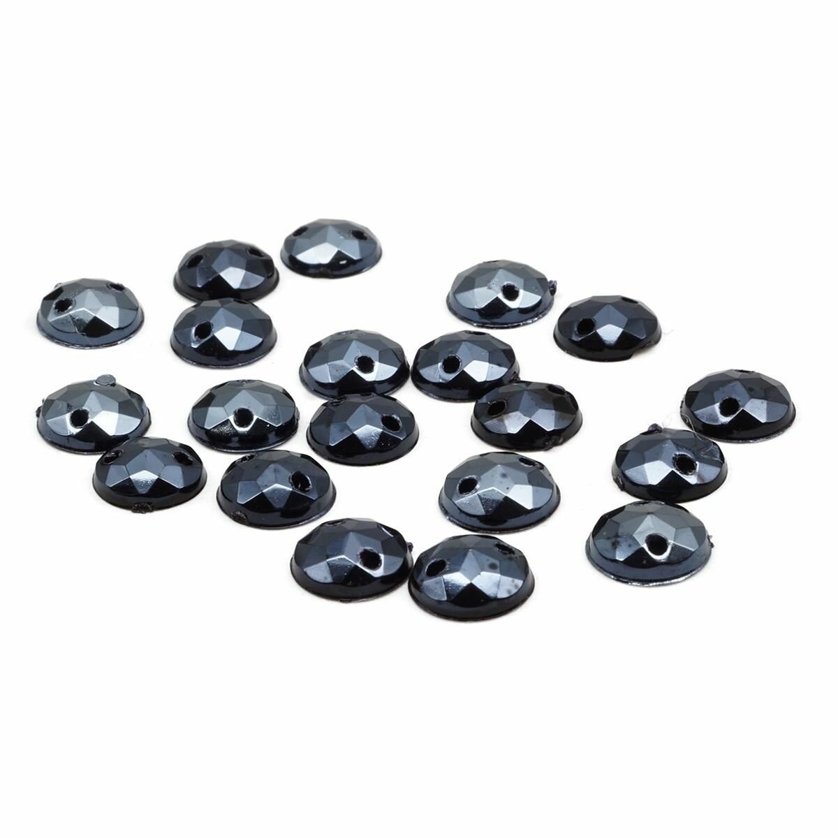 Стразы Astra&Craft Пришивные, акриловые, 8 мм, круглые, цвет Графит АВ, 20 шт