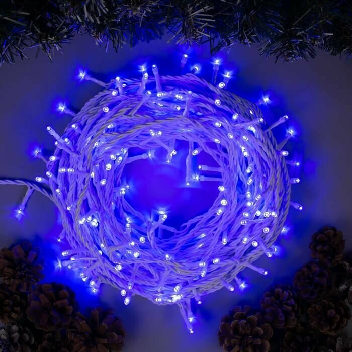 Гирлянда новогодняя Luazon Lighting "Нить", 20 м, IP44, белая, 200 LED, свечение синее, 8 режимов, 220 В