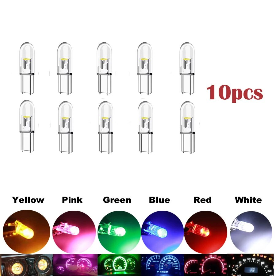 10 шт. T5 светодиодная лампа W3W W1.2W B8.5 COB светодиодные внутренние фонари T5 Only Lamp, Pink