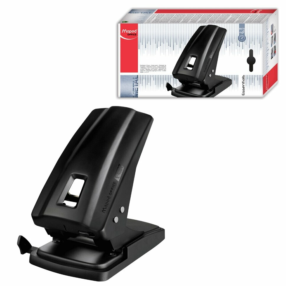 Дырокол MAPED (Франция) "Essentials", металлический, мощный, на 70 листов, черный, 406411, 224923