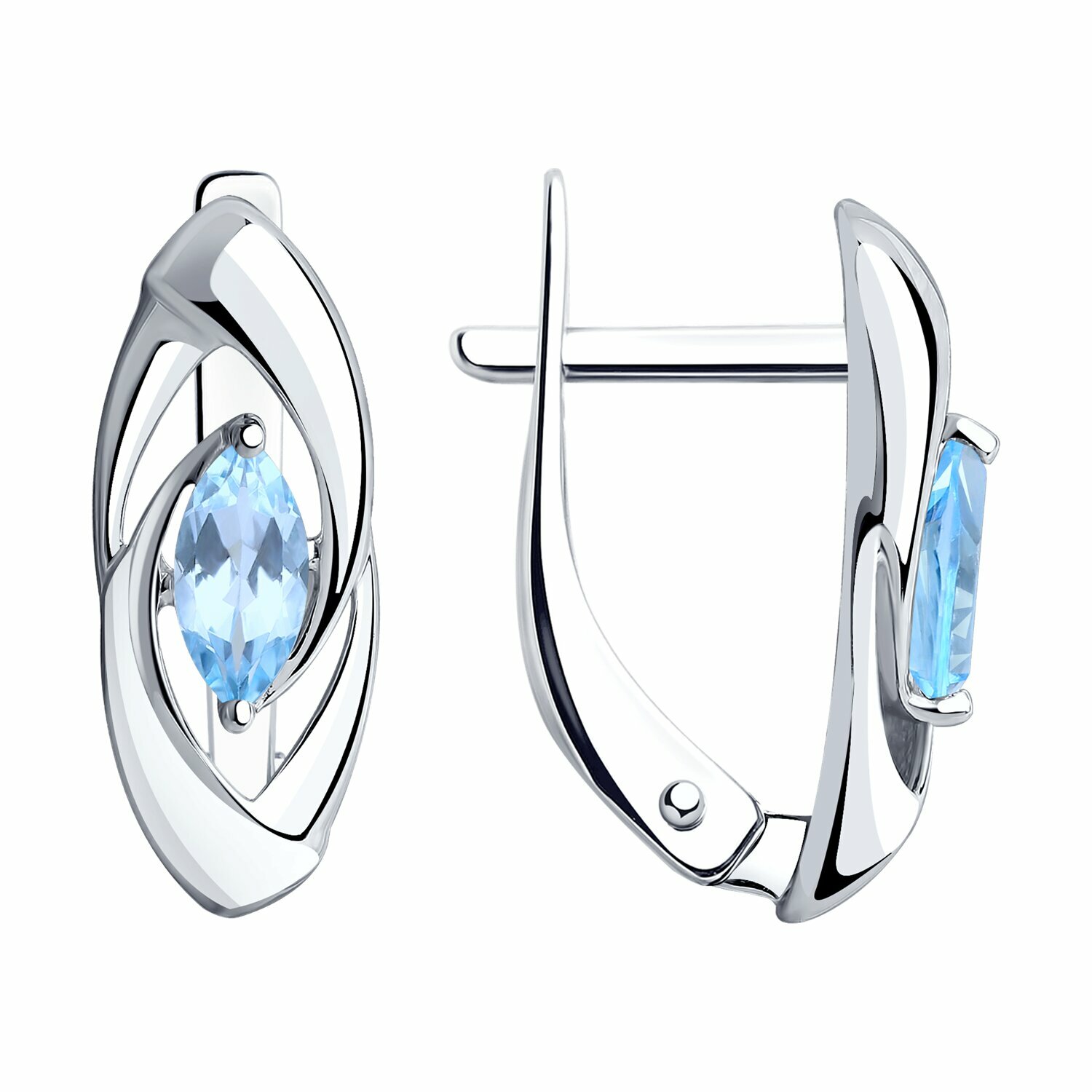 Серьги, серебро, 925 проба, топаз