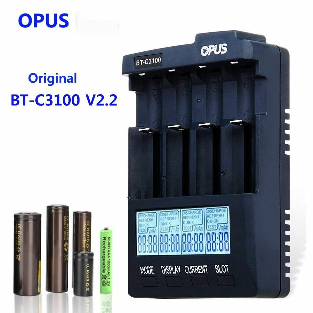 OPUS 3100 V2.2 Battery Charger для Li-ion NiCd NiMH AA AAA 10440 18650 21700 LiFePO4 аккумуляторы перезаряжаемые заряд ток разрядки