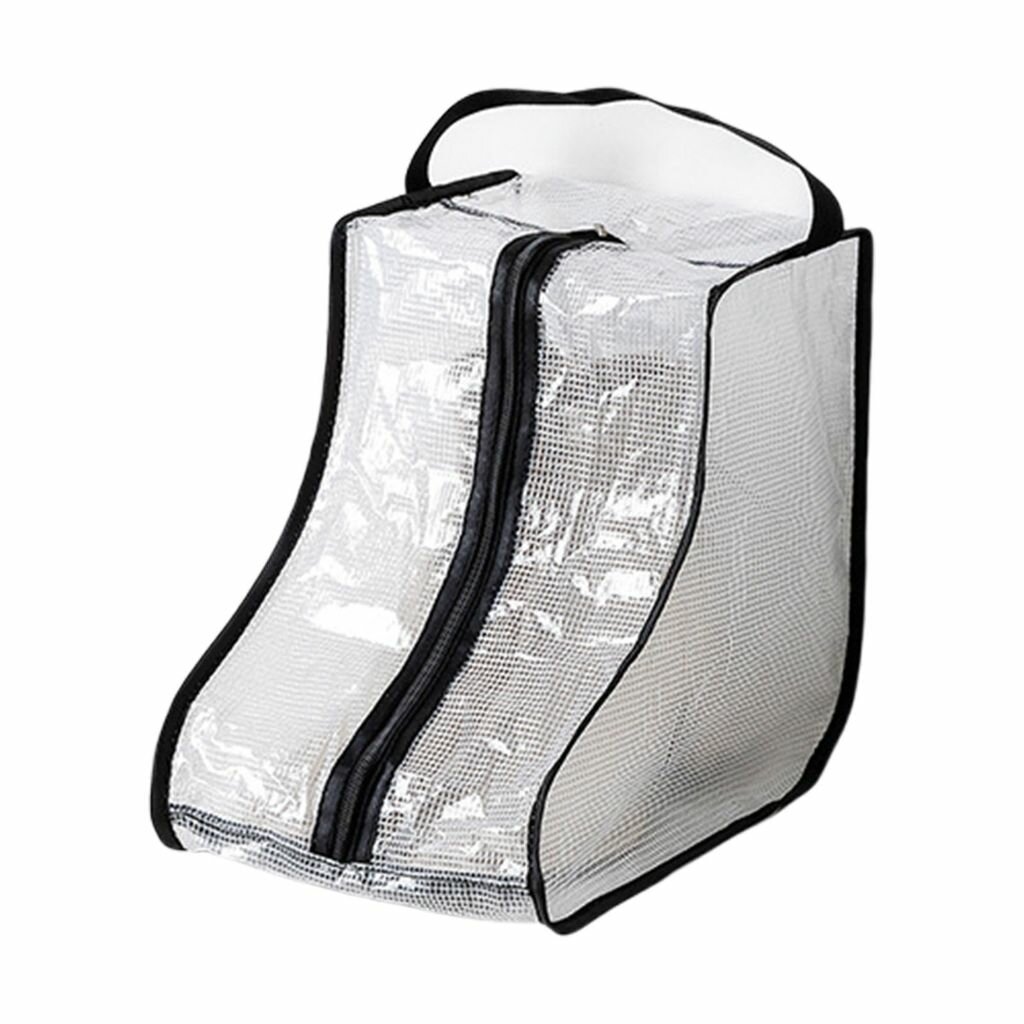 Прозрачный чехол для обуви из ПВХ, влагозащитный органайзер с молнией, Черный - Короткий стиль