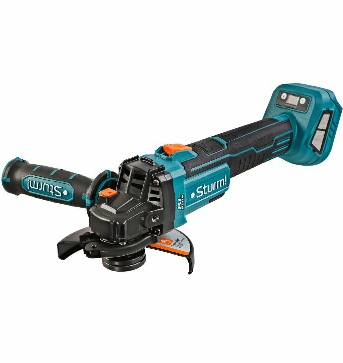 Болгарка, угловая шлифовальная машина УШМ STURM CAG18125E аккумуляторная, бесщеточная (18В, 125мм, 1BatterySystem, плавный пуск, без ЗУ и АКБ)