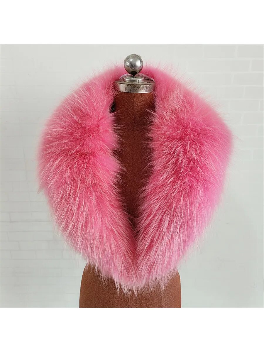 Воротник-стойка из натурального зимнего теплого меха енота