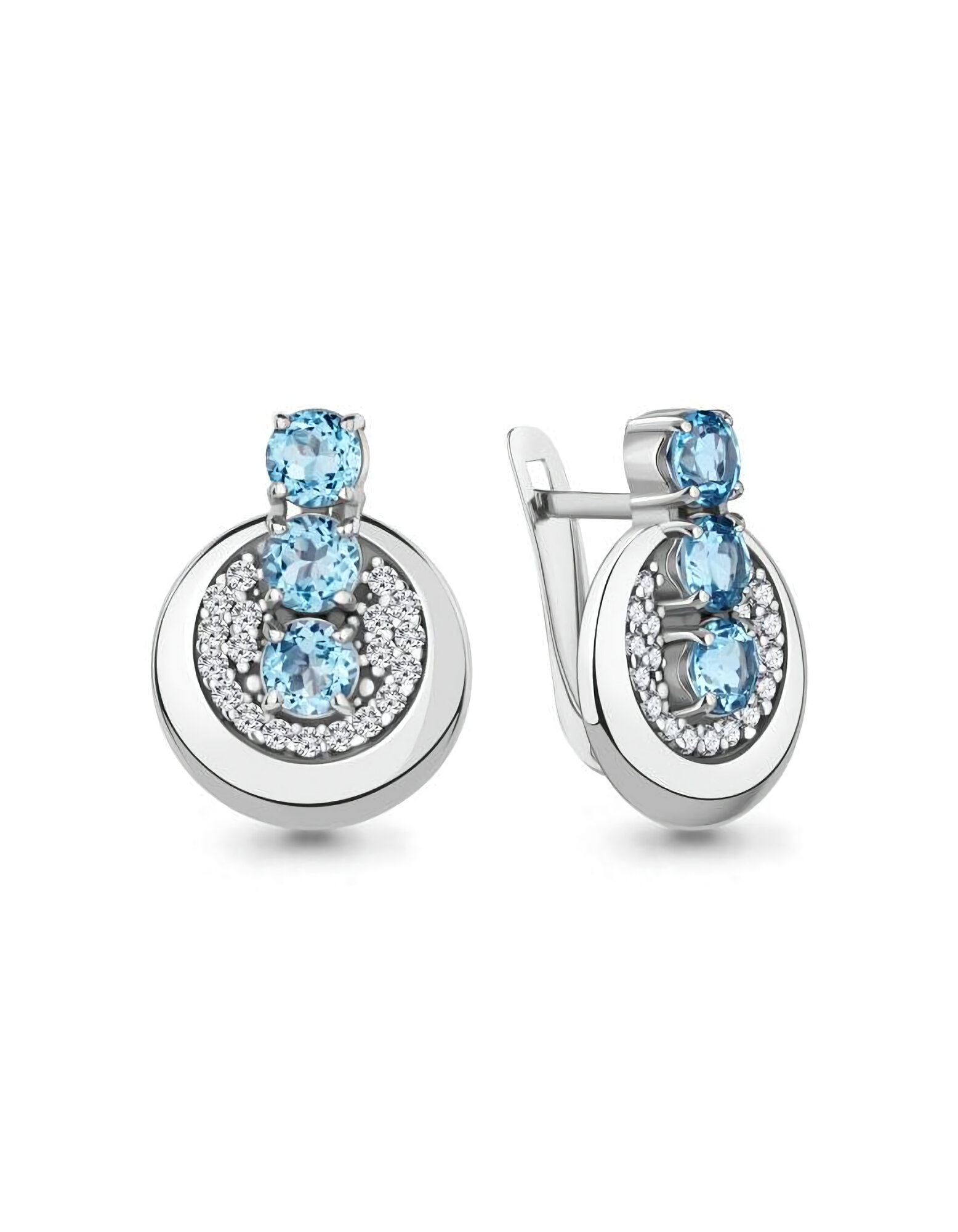 Серьги пусеты, серебро, 925 проба, родирование, топаз