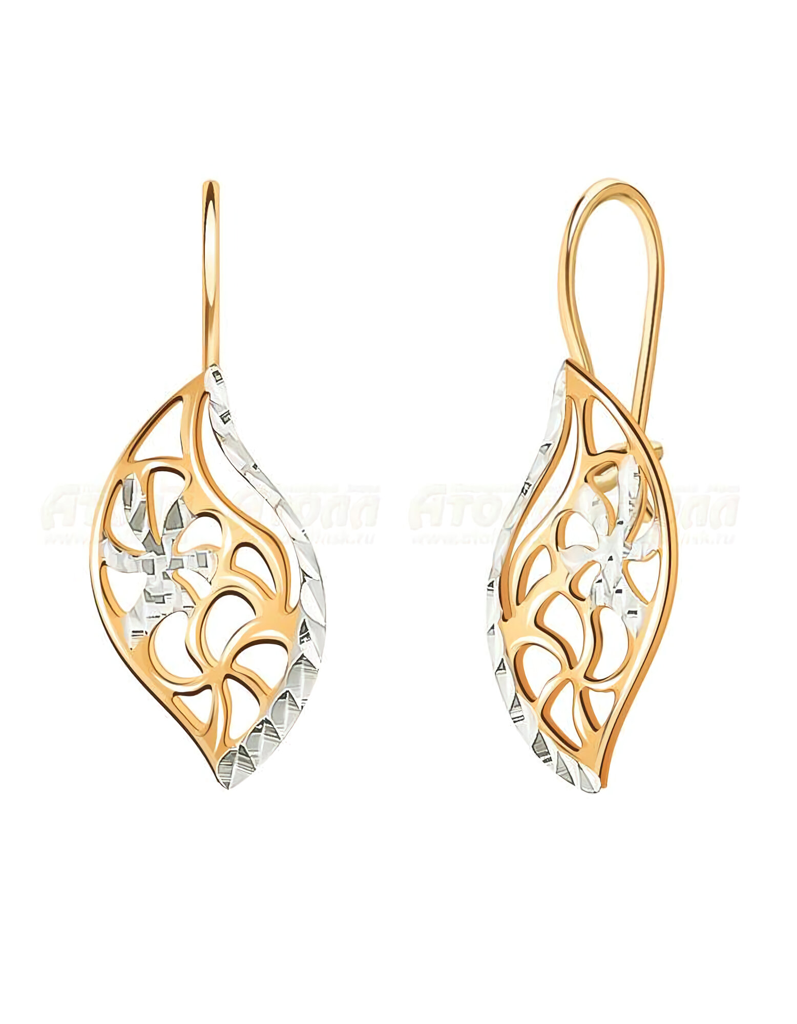 Серьги, красное золото, 585 проба