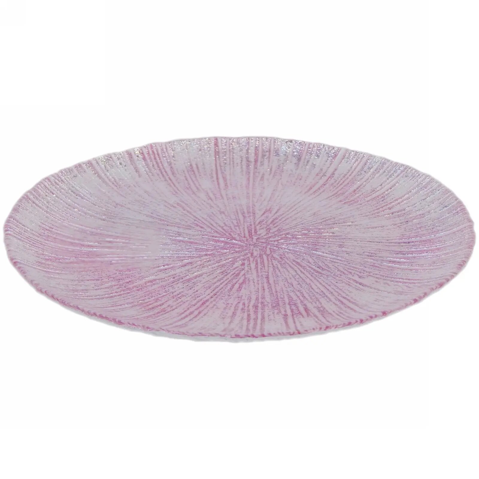 Тарелка 28см «Аметист», нежно-розовая, стеклянная, рифленая, для сервировки