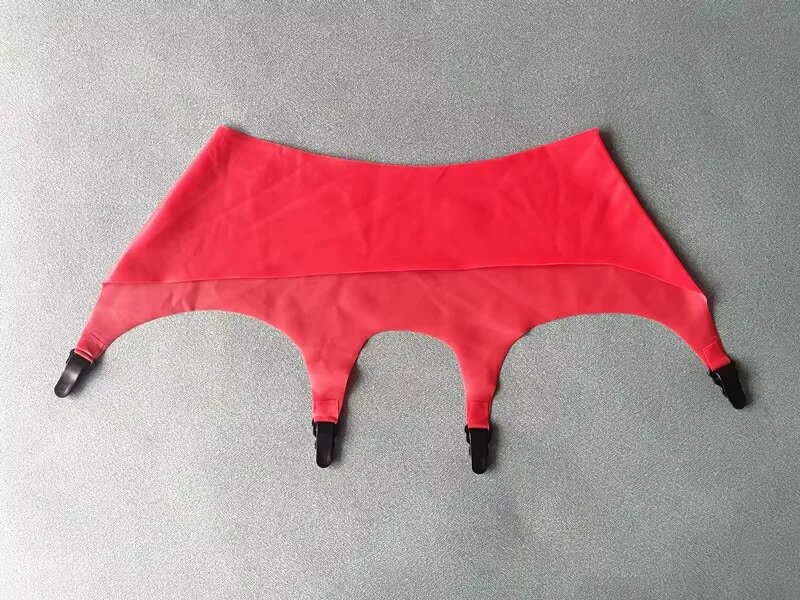 Латексный пояс для чулок черный/красный Красный, М, red