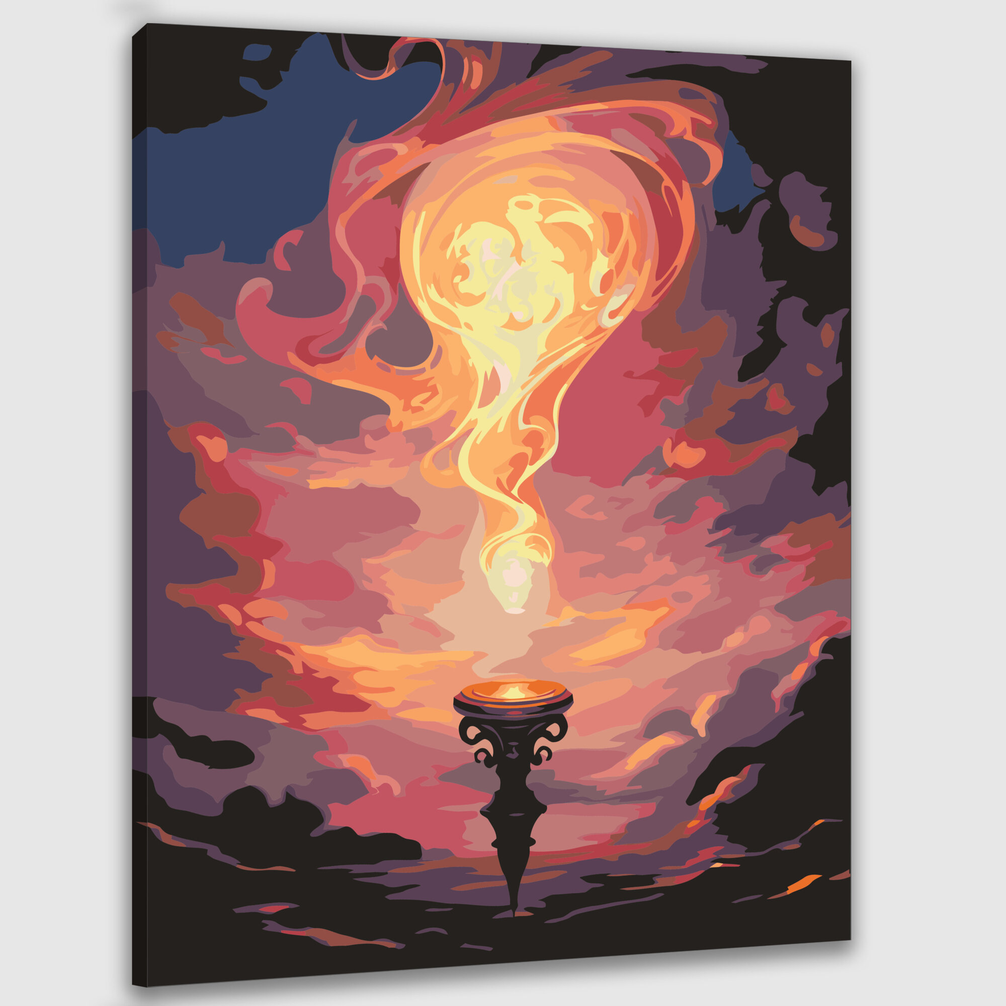 Картина по номерам 40x50 см, сюрреализм, цифровая картина, лампа, светящаяся, парящая, воздух, облака, яркие цвета