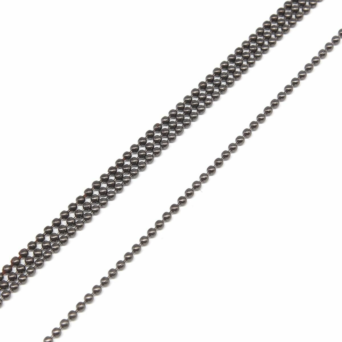Декоративная цепочка айрис Шариковая, металл, 1,2 мм, 91,4 м, цвет Черное серебро