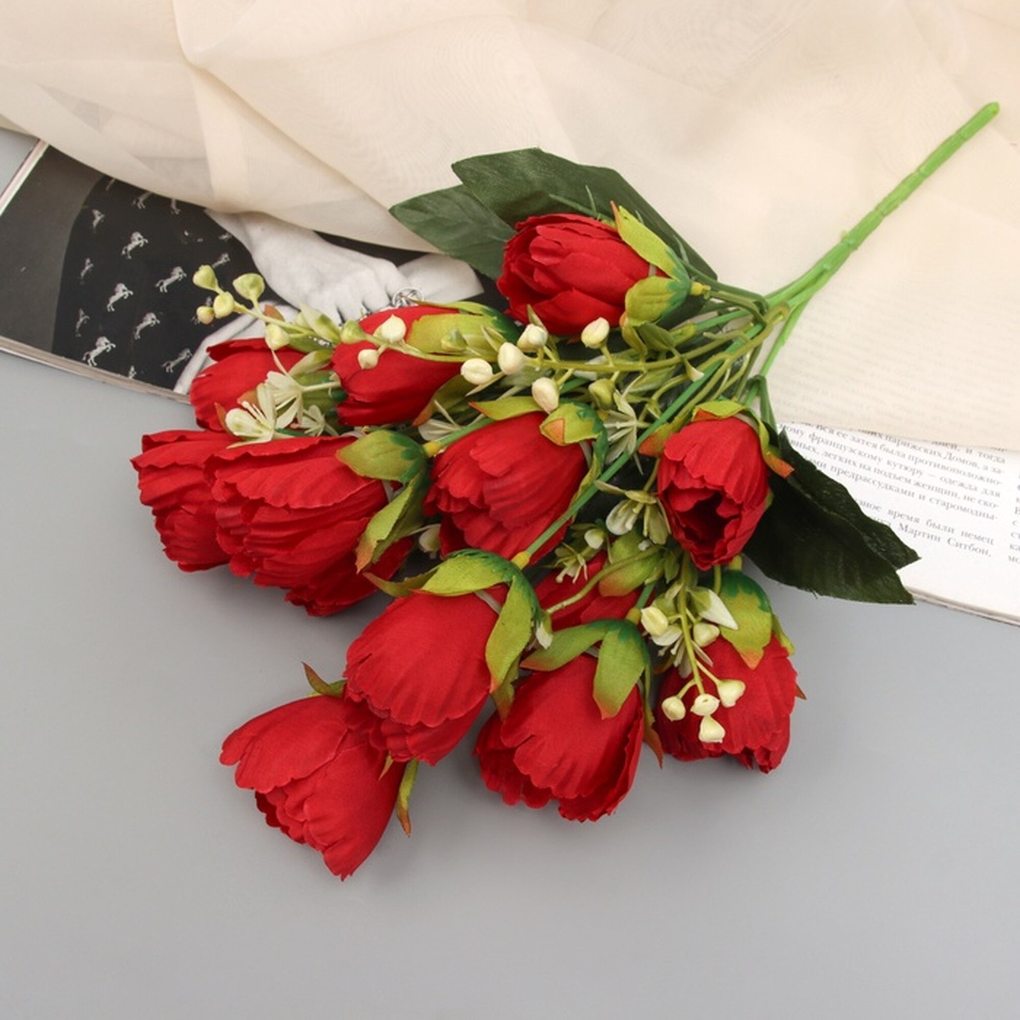 Букет искусственный «Роза мальва», 29 см, микс