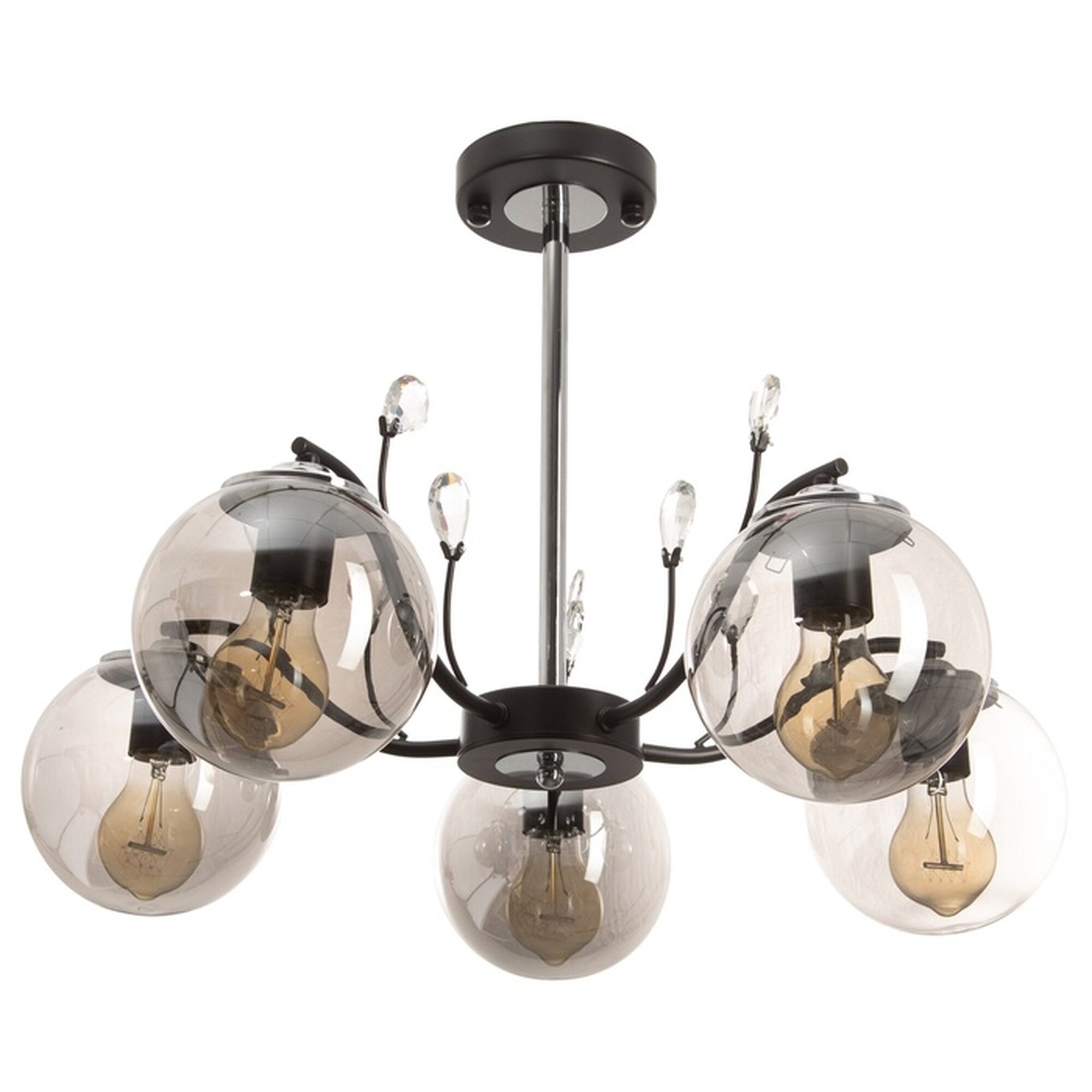 Люстра потолочная BayerLux «Ариса», 5хЕ27, 40 Вт, черно-серебристый, 60×60×40 см