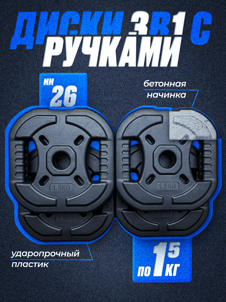 Комплект: Диск композитный с рукоятью 1.5 кг 4 шт