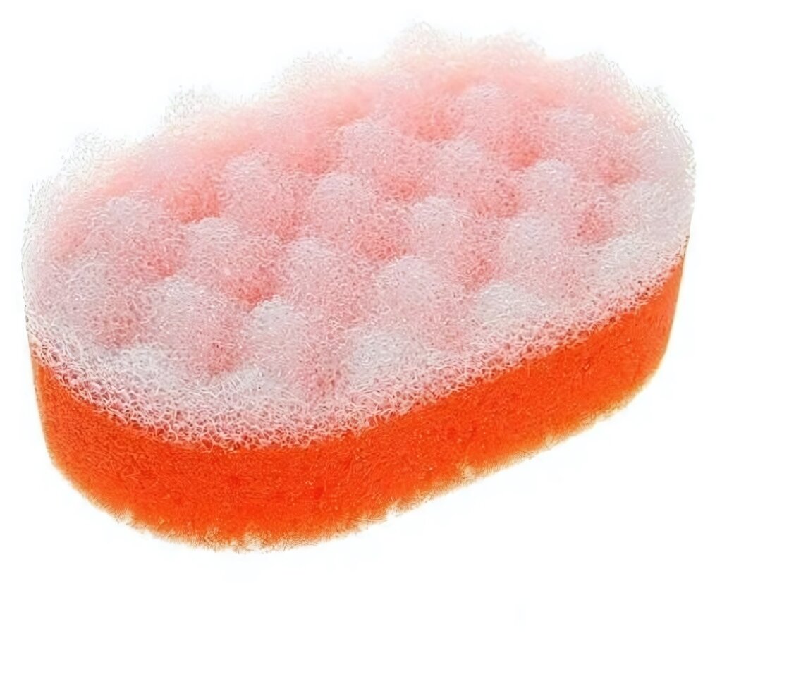 Губка для тела «Синди» с массажным слоем, поролон, 2 цвета – розовый/оранжевый