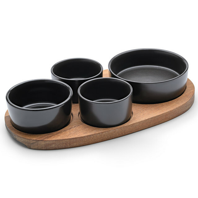 APOLLO Alturo Менажница на подставке 4 секции, 28х16х1,5см каменная керамика, акация