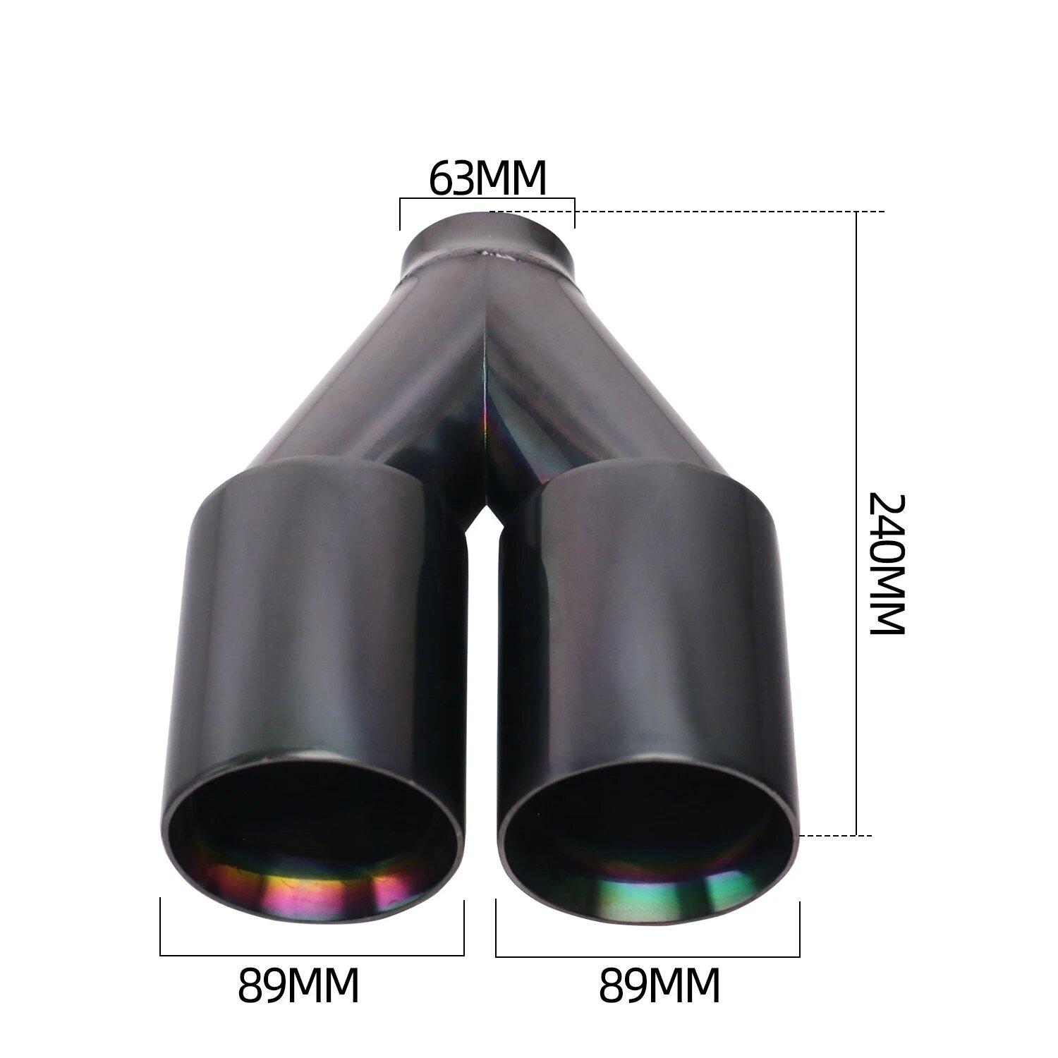 Автомобильная выхлопная труба с интерфейсом 51 мм 63 мм, плоский двойной выходной универсальный глушитель из нержавеющей стали, черные наконечники H0EM20111b