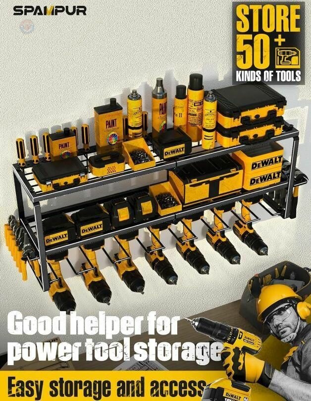 Настенный органайзер для инструментов, компактная полка 20x66x31 см, универсальная система хранения для гаража и мастерской, легкий монтаж