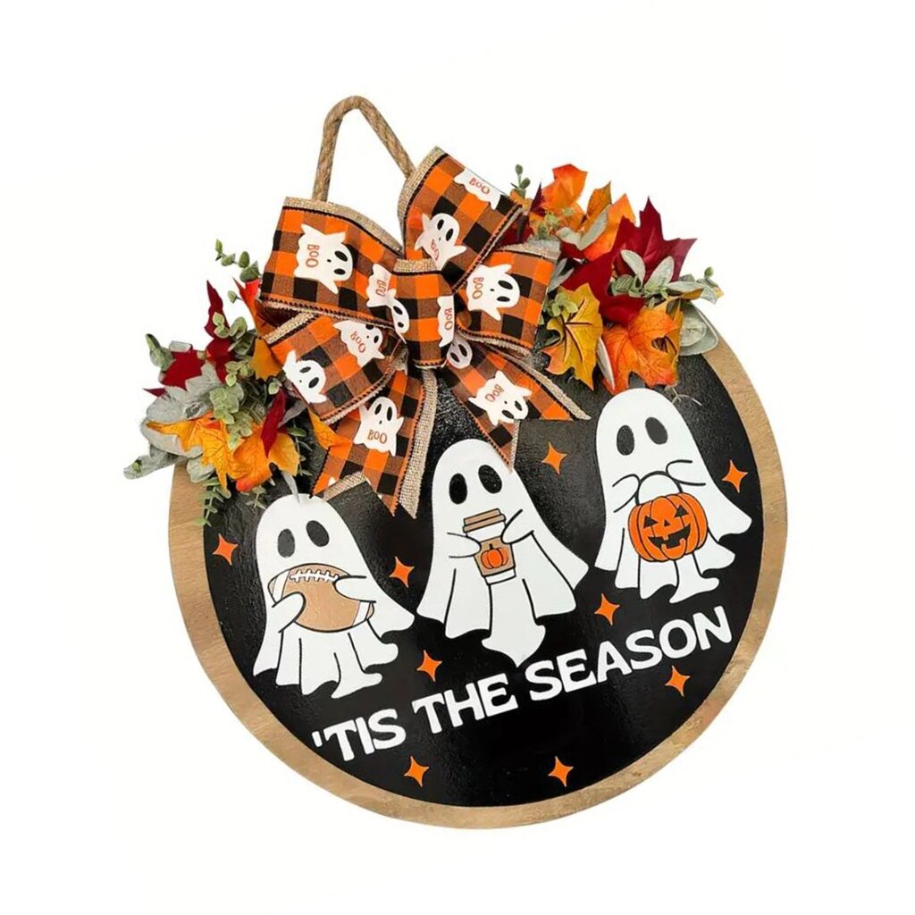 30 см Хэллоуин Три Призрака Кленовый лист Кулон с номером дома на Хэллоуин