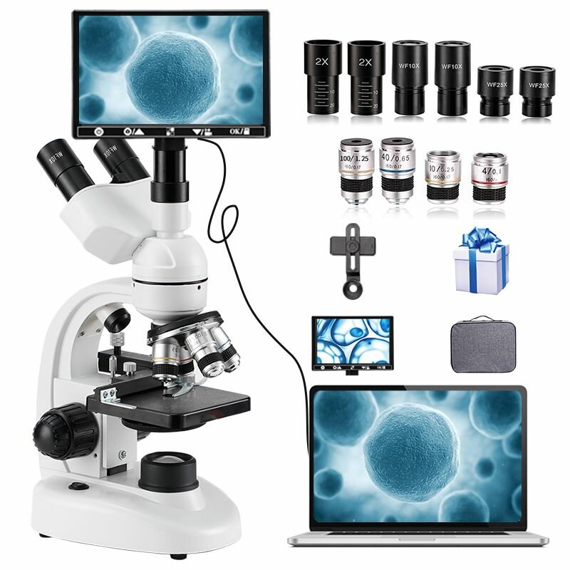 Биокулярный микроскоп с 7 - дюймовым дисплеем